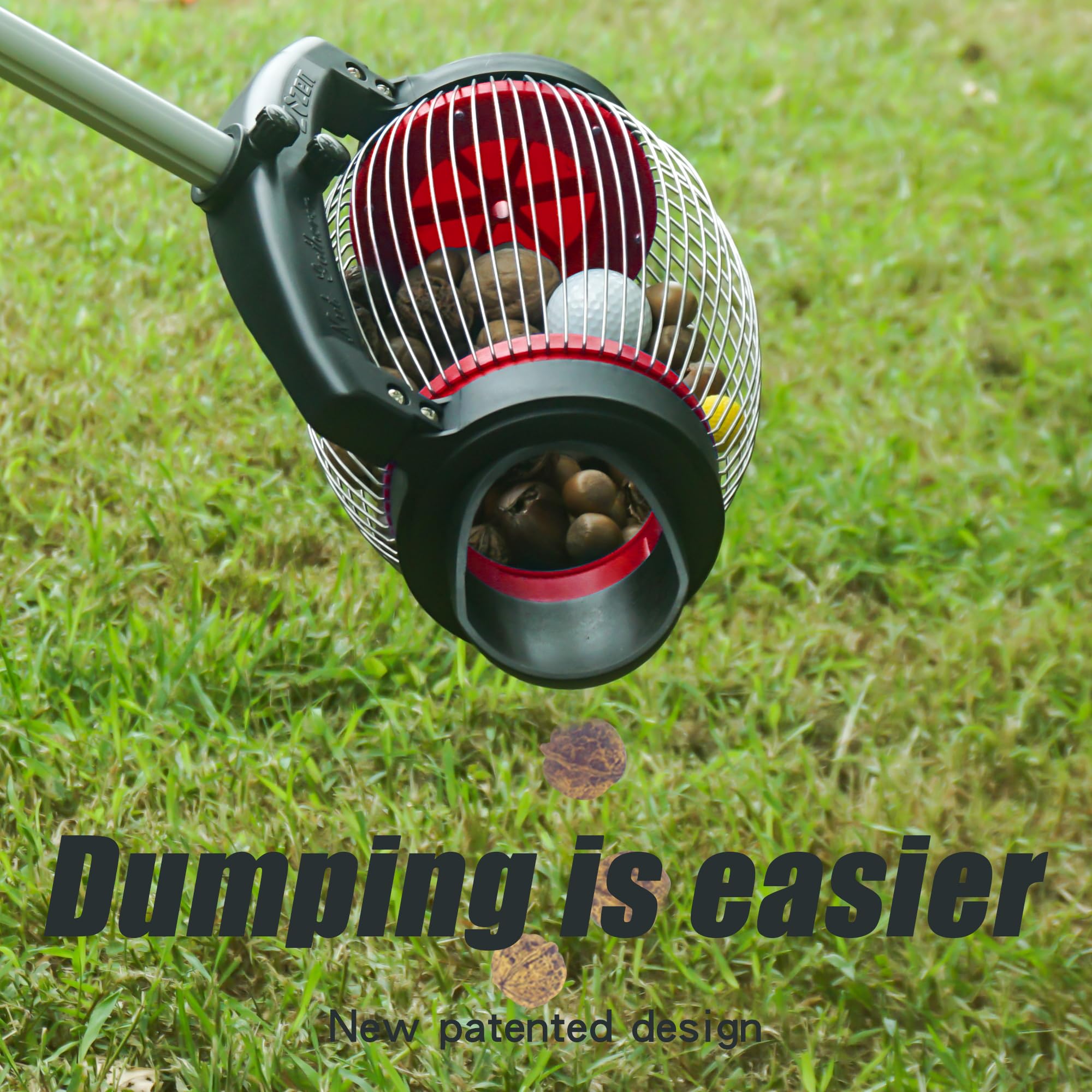 Zozen Nut Gatherer, Walnut Picker Upper Roller, Pecan Picker Upper - Directly Dump Outlet | Apply to Walnut, Pecan, Hickory, Chestnuts, Buckeyes, Nerf Balls, Golf Objects Size 3/4'' to 1.5''; 1 Gallon