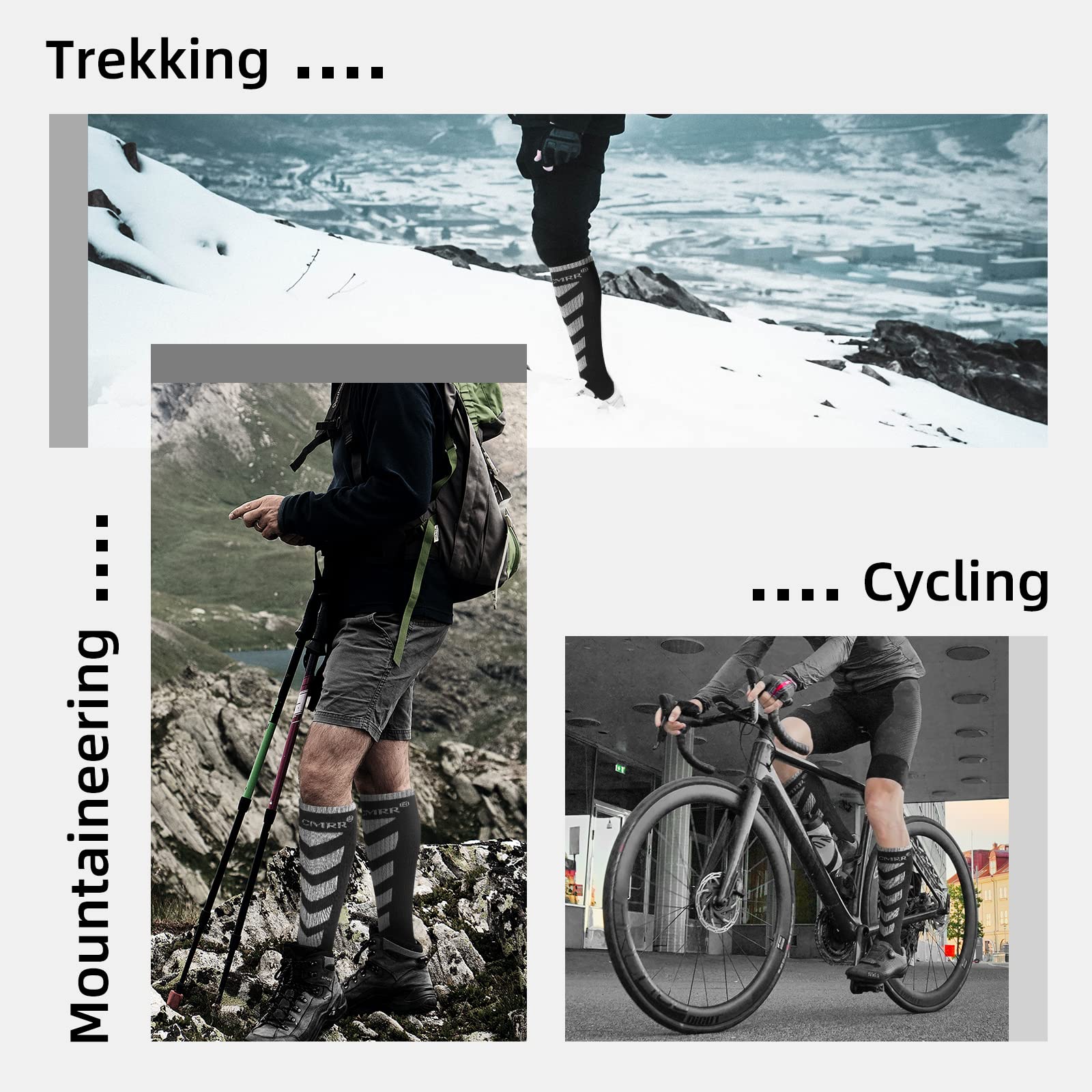 ZNCMRR 3 Pack Thermal Socks for Men Compression Socks Boot Socks Warm Socks Thick Ski Socks for Cold Weather (black)