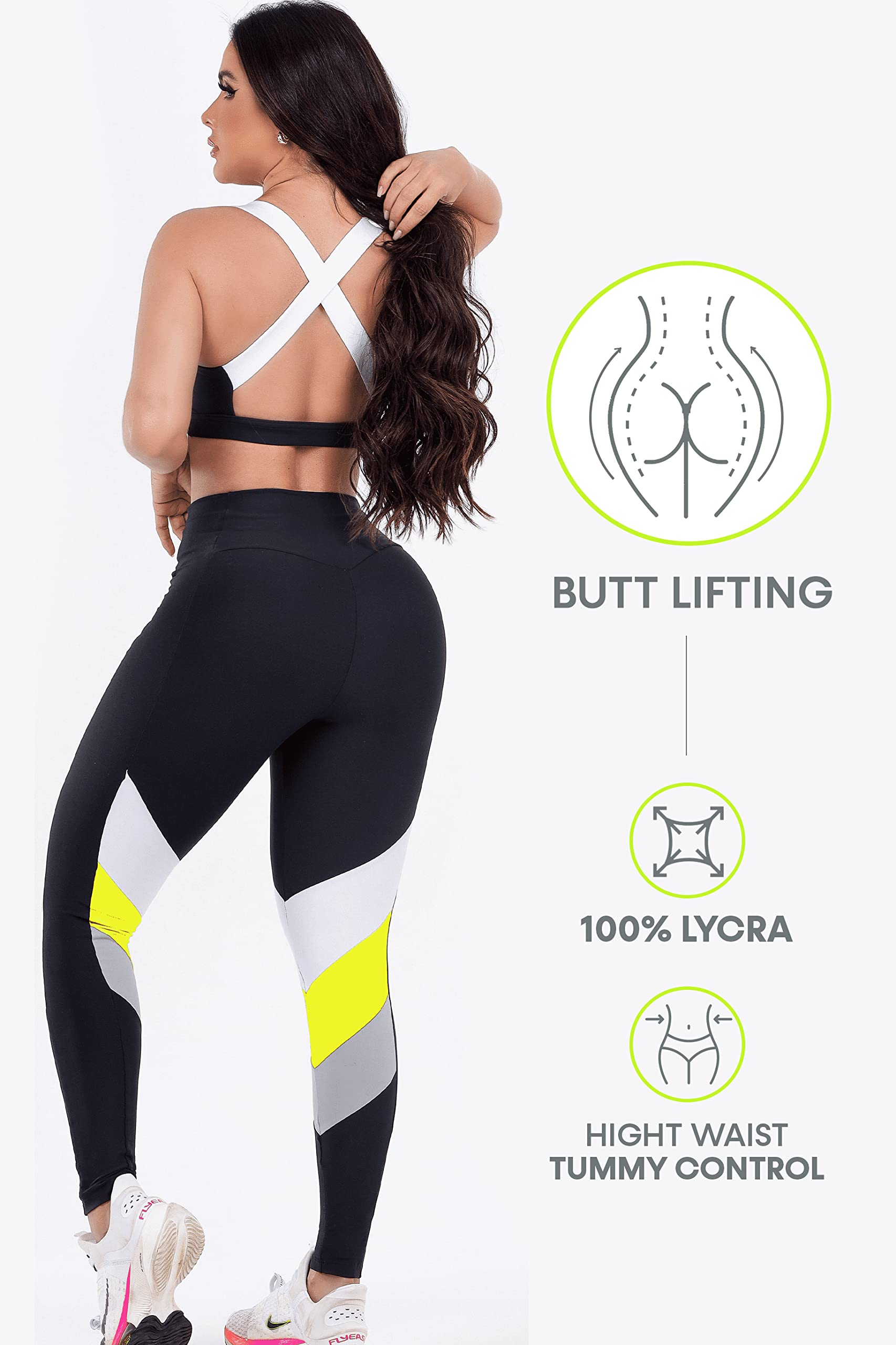 ZNG Brazilian 2 Piece Workout Outfits Premium Quality Fabric With Aloe Vera Microcapsules (Trus Neon, Small)