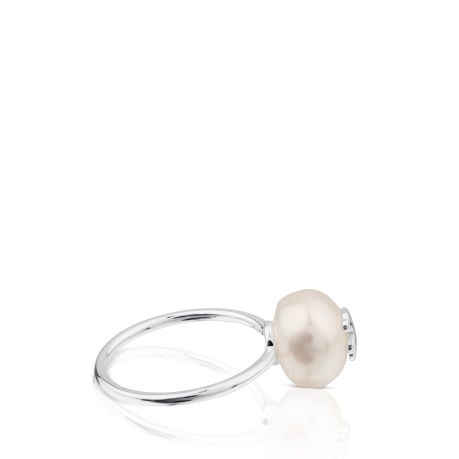 TOUS Sterling Silver Ring for Women with Pearl, Length 1 cm, Light and Voluminous, Sweet Dolls Collection