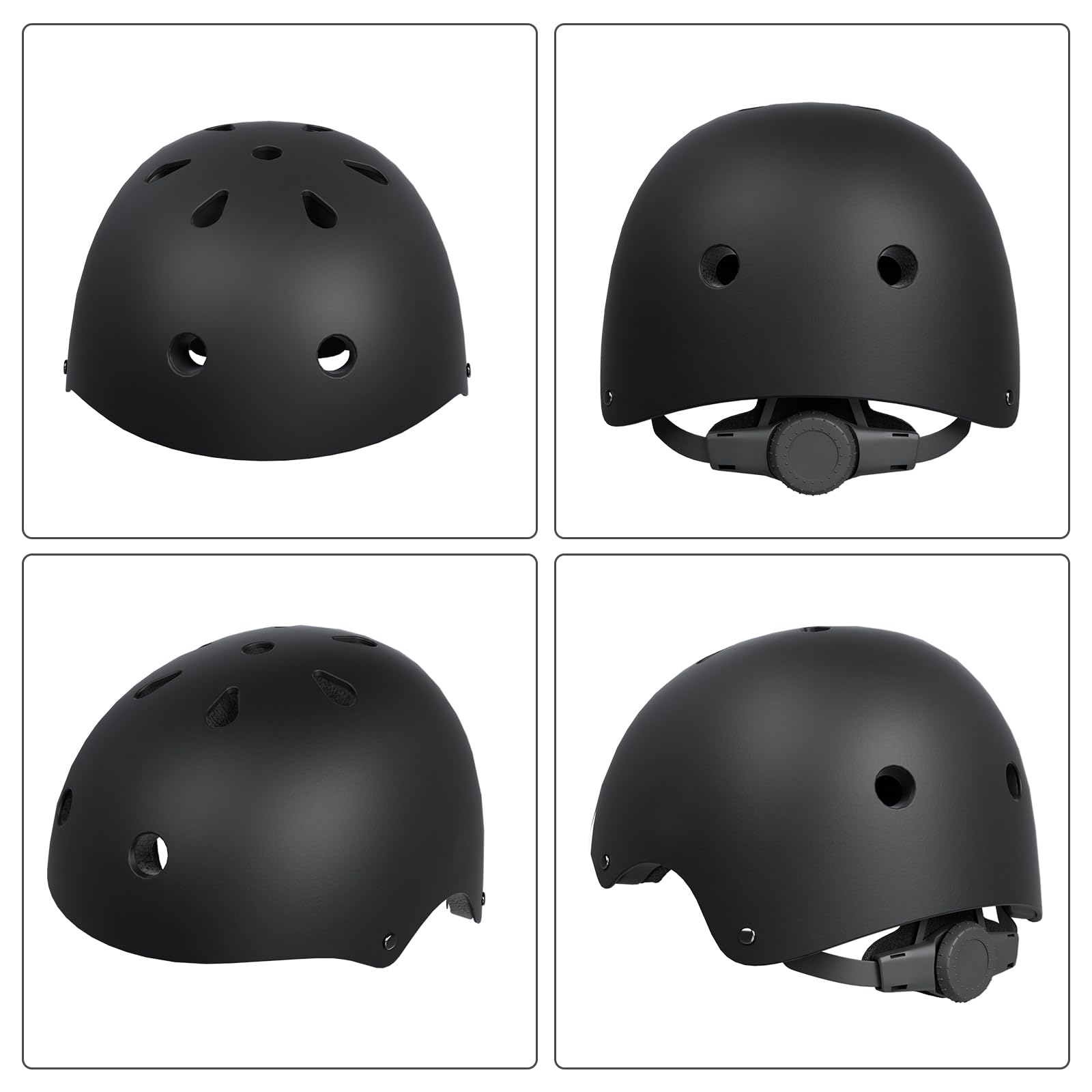 Skateboard Bike Helmet Kids Bike Helmet for Ages 8-14 Adjustable Lightweight Multi-Sport Helmets for Bicycle Skate Scooter (Black-Medium)