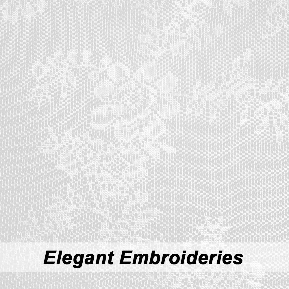 Zhh Sheer Lace Valance Kitchen Short Curtain White Grid Flower Curtain for Window Bedroom Livingroom Decor 23 by 57-Inch, 1 Panel