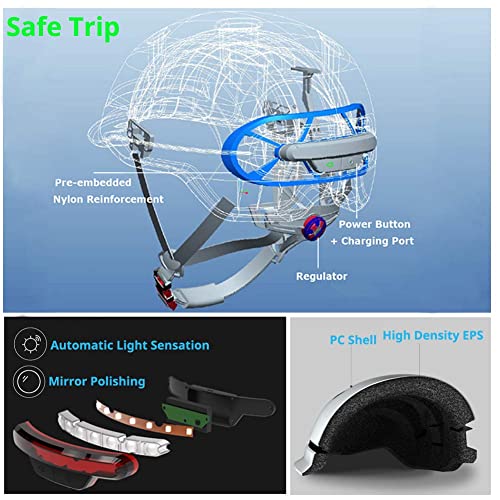 Smart4u Smart Bike Helmet with 3 Types of Alert Lights, Smart & Safe Bling Helmet, Comfortable, Lightweight, Breathable & Waterproof Cycling Helmet, Blue