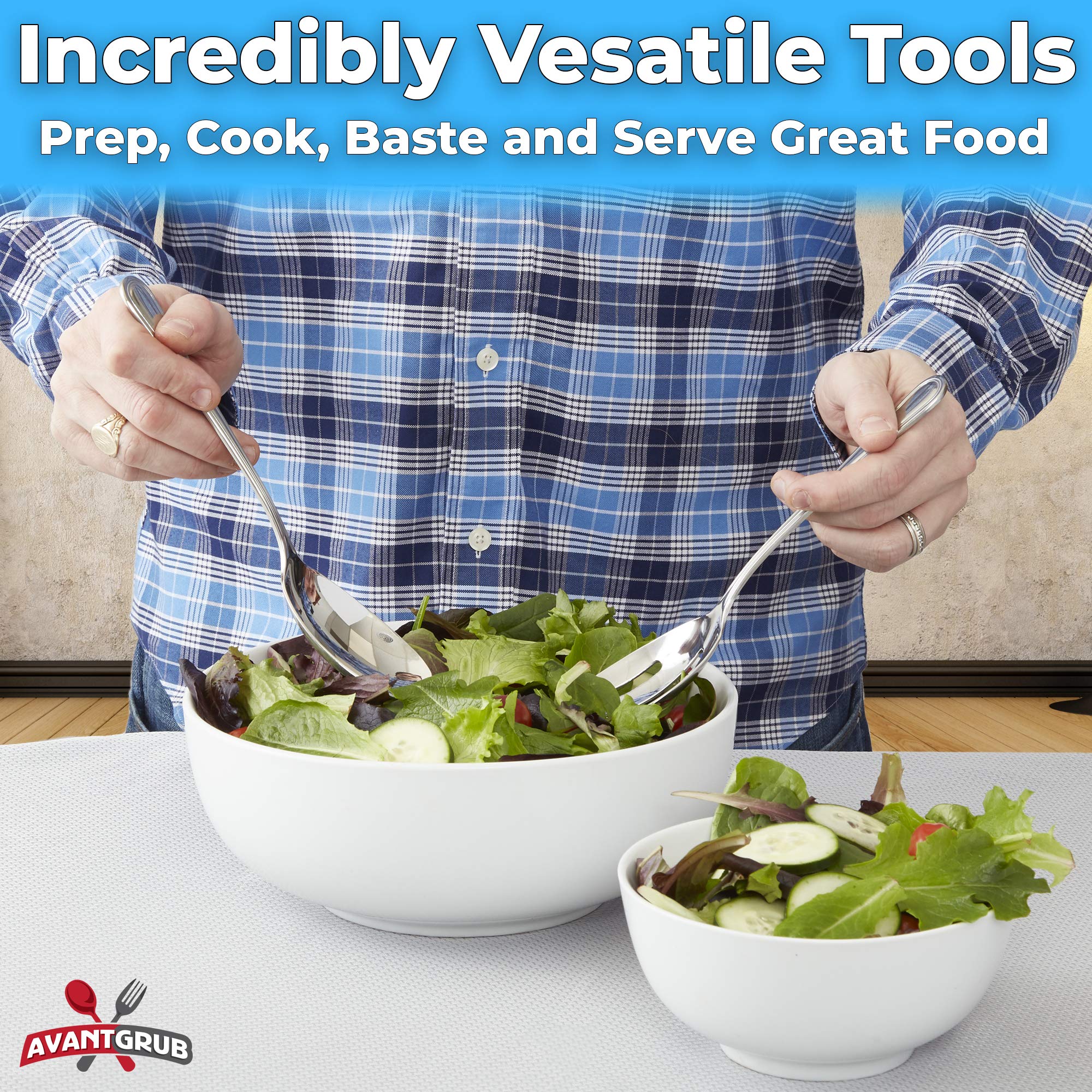 Super Elegant, Heavy Duty Serving Spoon 3 Pc Set. Stainless Steel Slotted Spoons to Serve Pasta and Vegetable. Best Flatware for Buffet and Family Style Dining, Catering, Banquets and Dinner Parties