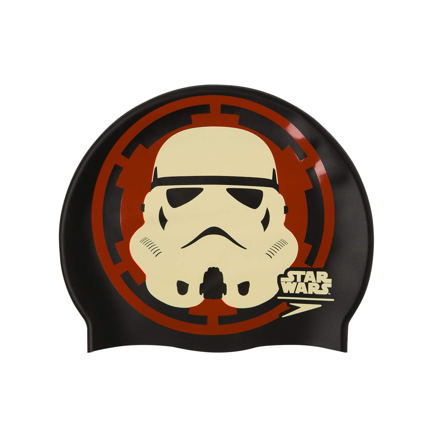Speedo Unisex-Youth Star Wars Junior Print Cap Stormtrooper Swimming, Black/red/White, One Size