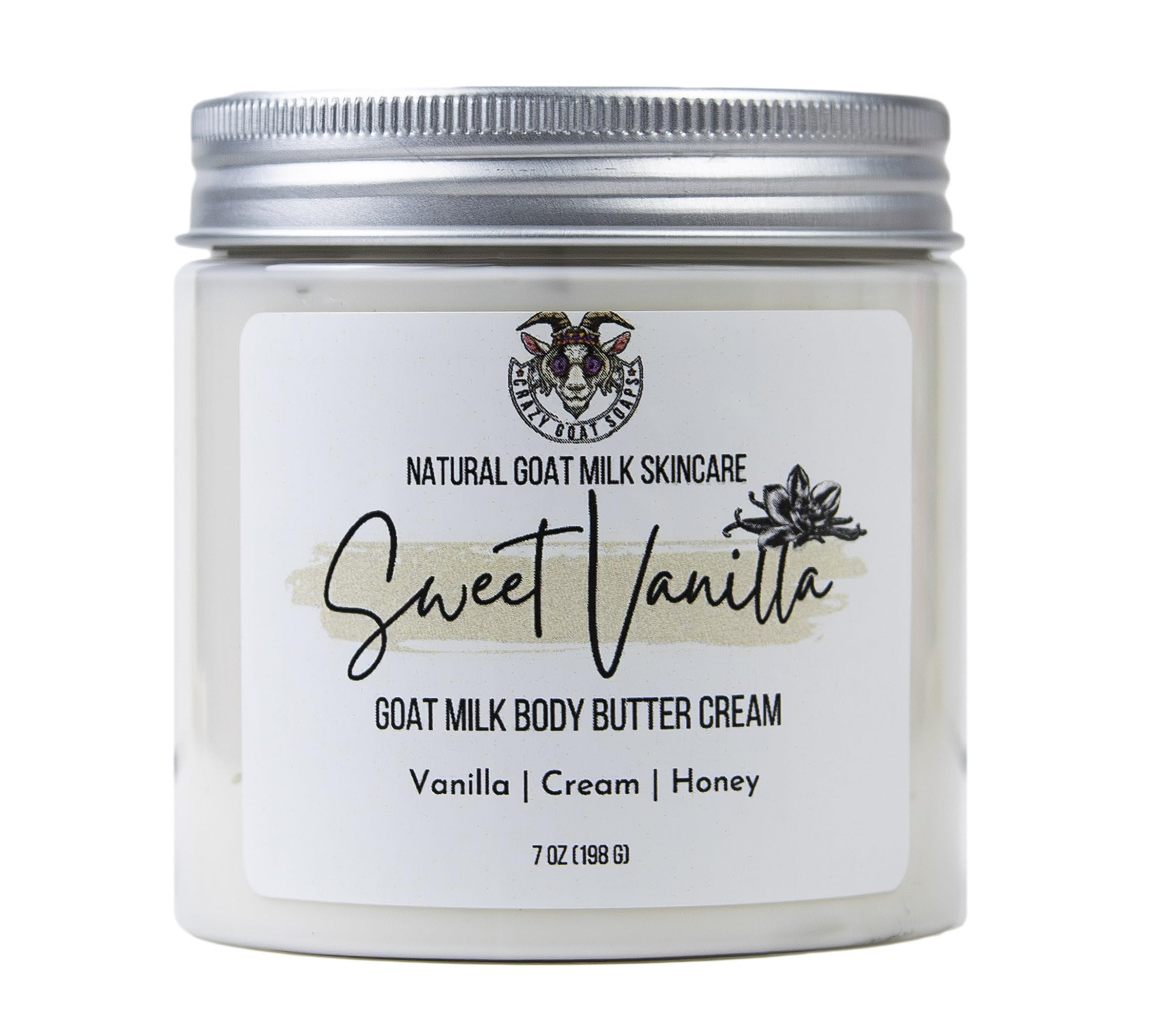 Whipped Body Butter | Sweet Vanilla | Pure Goat Milk | Oat Infused Lotion | Dry and Sensitive Skin Cream | Paraben Free, Non-Greasy | Body Moisturizer - 7oz