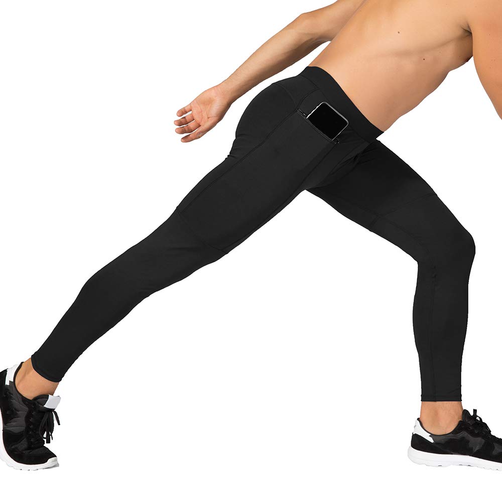 WRAGCFM Compression Pants Mens Leggings,Compression Tights for Men Workout Athletic Running Sports Gym Basketball Leggings Yoga Pants Quick Dry Black