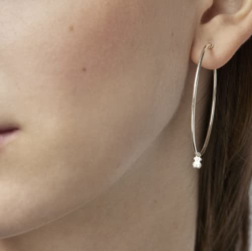TOUS Sterling Silver Hoop Earrings for Women with Bear Motif, Size 4 cm. TOUS Bear Collection