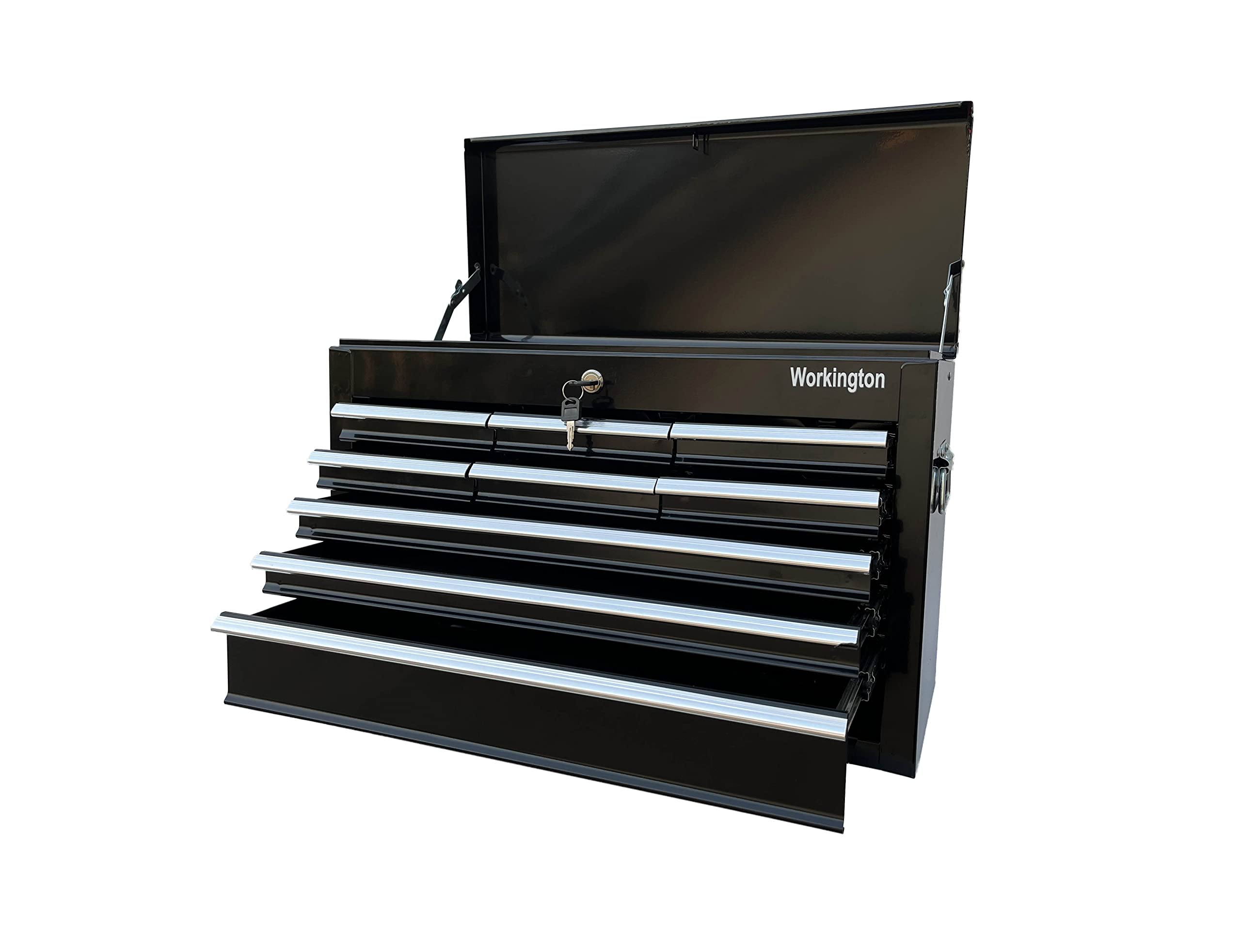 Workington Portable Metal Tool Chest with 9 Drawers, 24" 9-Drawer Tool Chest Cabinet with Ball Bearing Drawer Slides, Steel Tool Storage Box Organizer 4006 Black