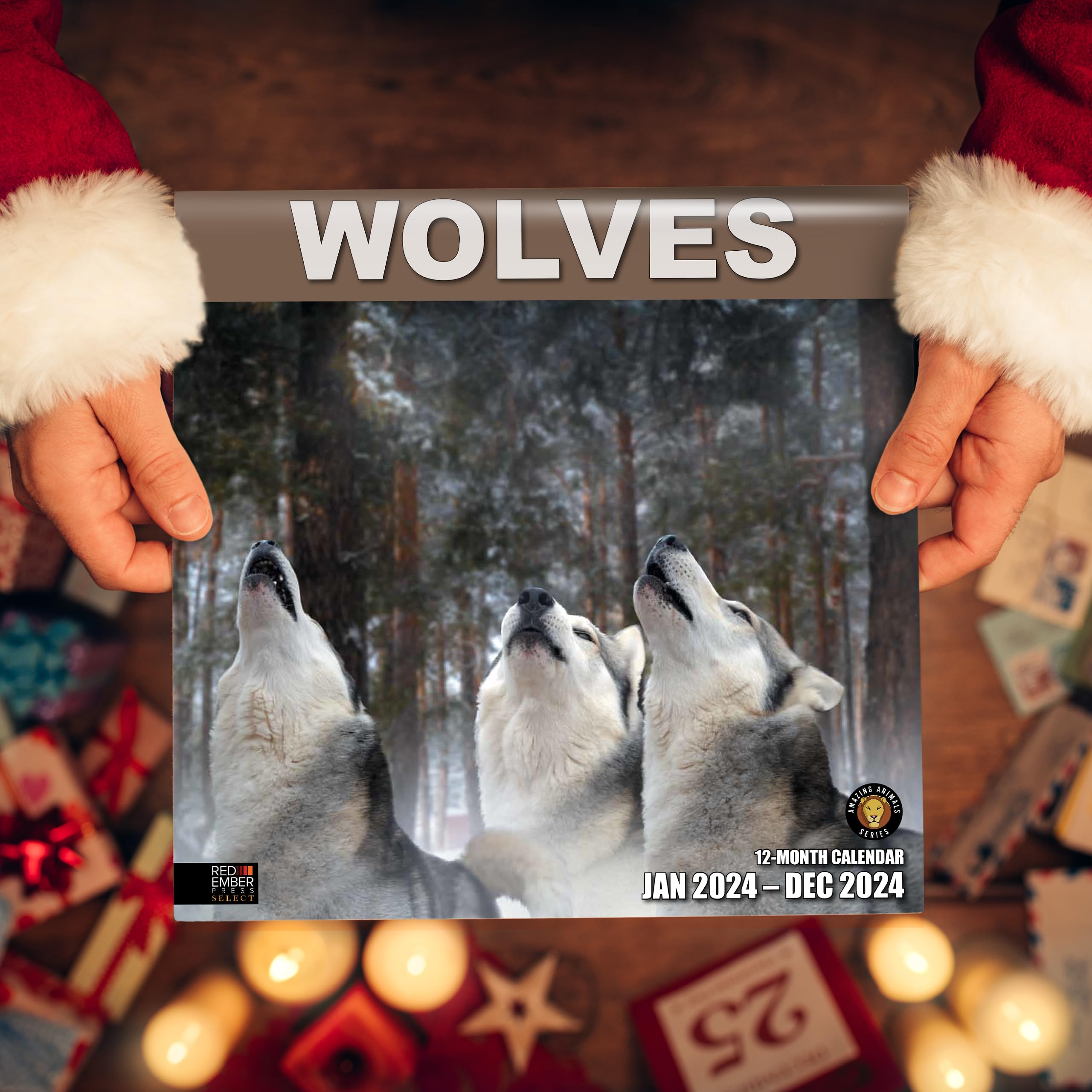 Wolves 2024 Hangable Monthly Wall Calendar by Red Ember Select Series | 12" x 24" Open | Thick & Sturdy Paper | Giftable | Animals | The World's Most Beautiful Wolves
