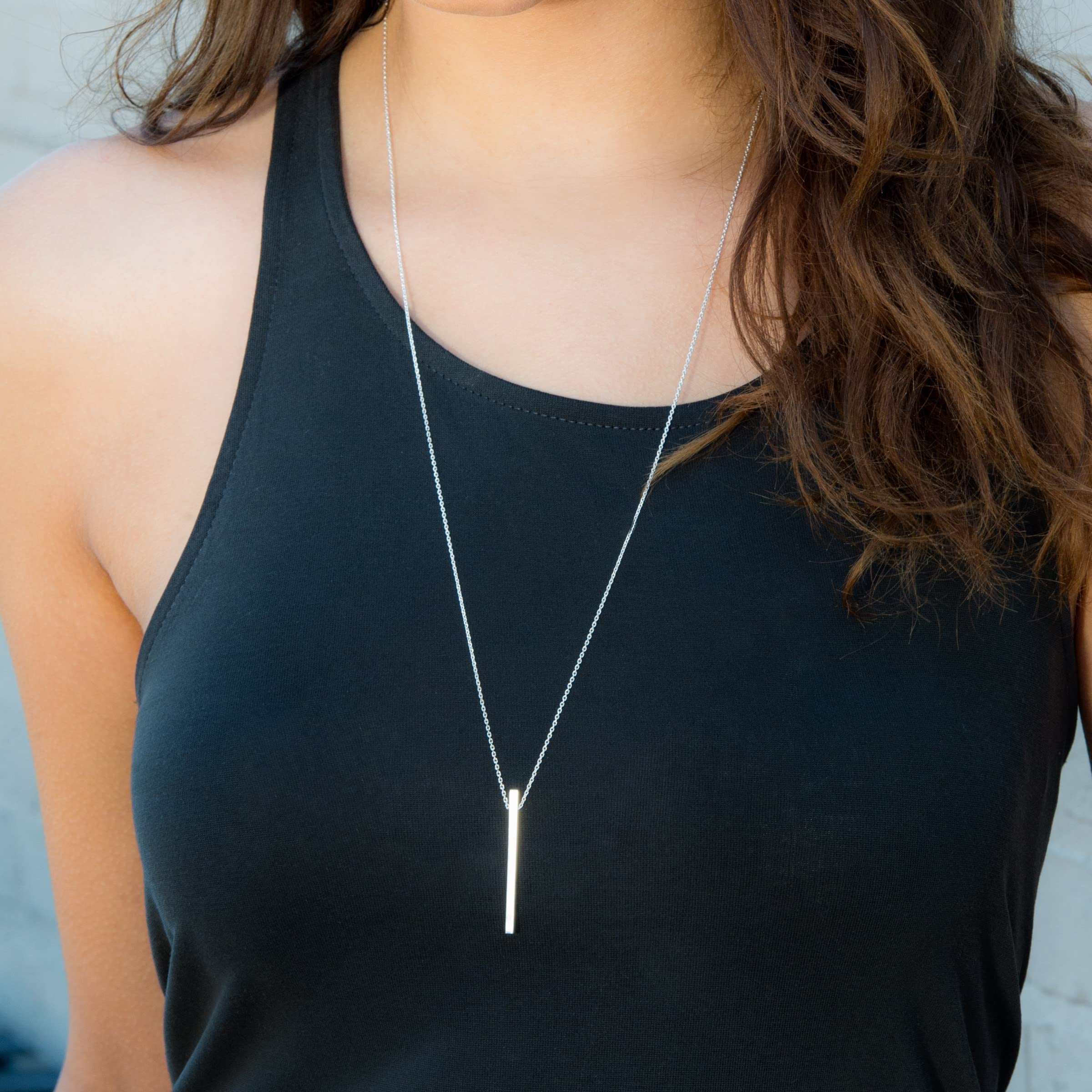 Silpada 'Minimalist' Vertical Bar Pendant Necklace in Sterling Silver, 28" + 2"