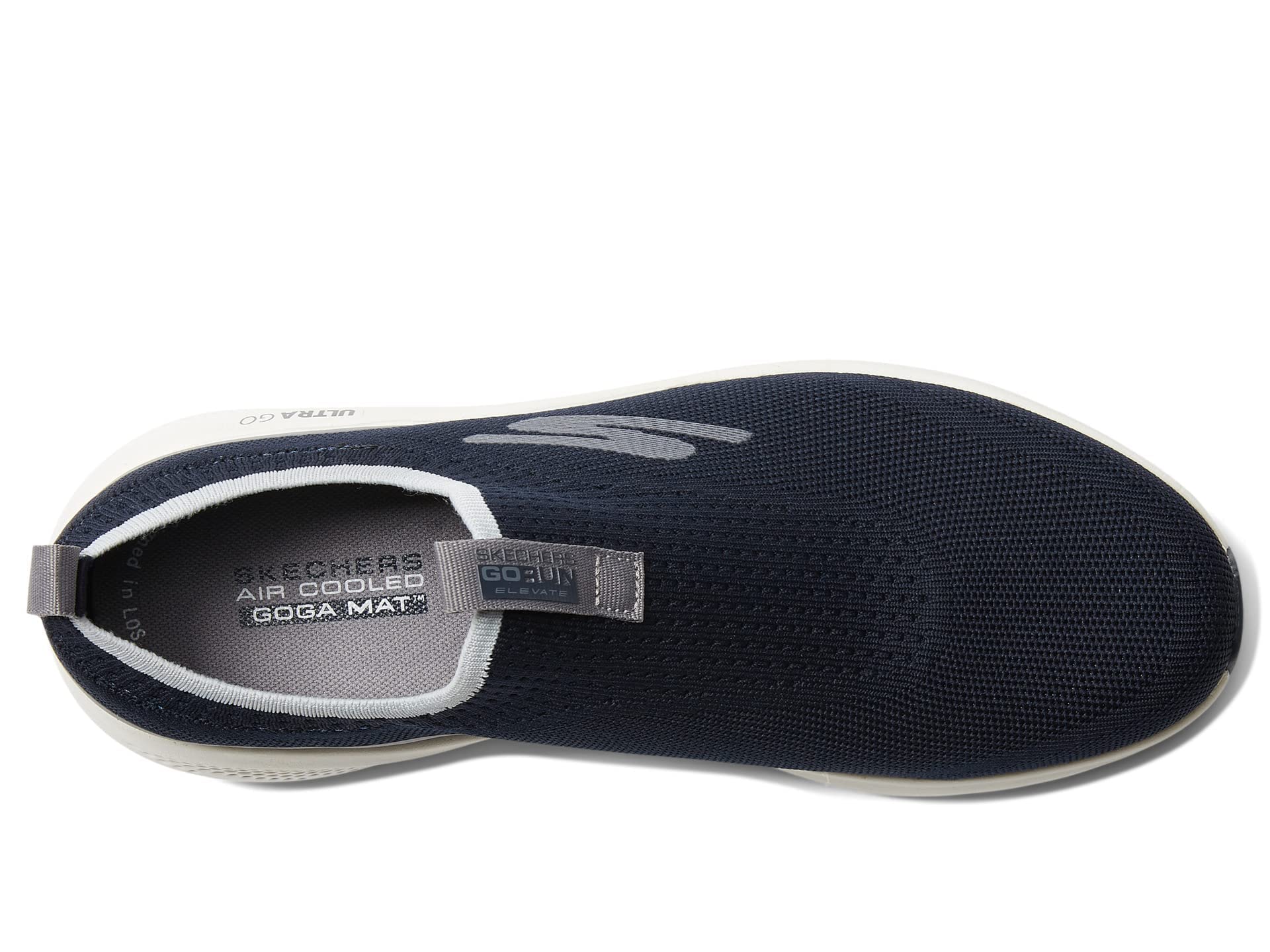 Skechers Men's GOrun Elevate-Athletic Slip-On Workout Running Shoe Sneaker with Cushioning, Navy/Grey, 8.5