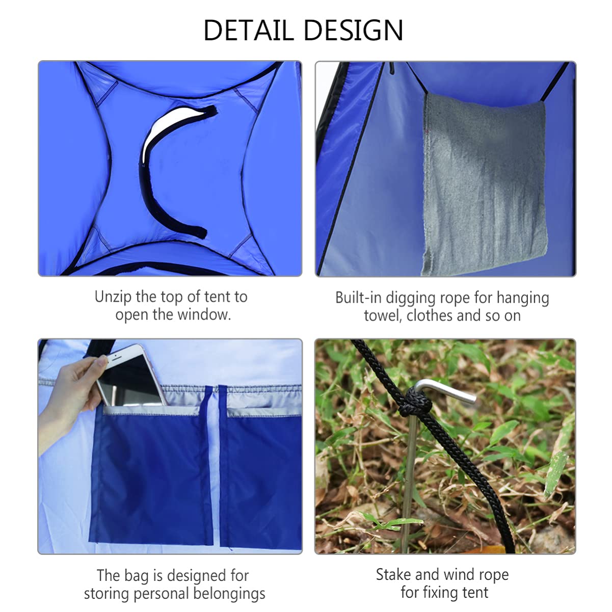 WINOMO Pop Up Shower Tent Portable Changing Room Privacy Shelter with Carry Bag for Camping Hiking Beach Toilet