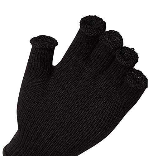 SEALSKINZ Unisex Merino Fingerless Glove Liner, Black,