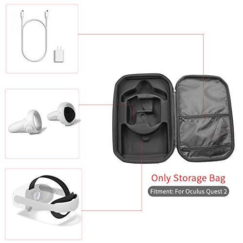 CALIDAKA VR Carrying Travel Case for Oculus Quest 2, Portable VR Gaming Storage Pouch, Shockproof VR Storage Bag with Adjustable Strap and Side Handle for VR Accessories Pouch Organizer