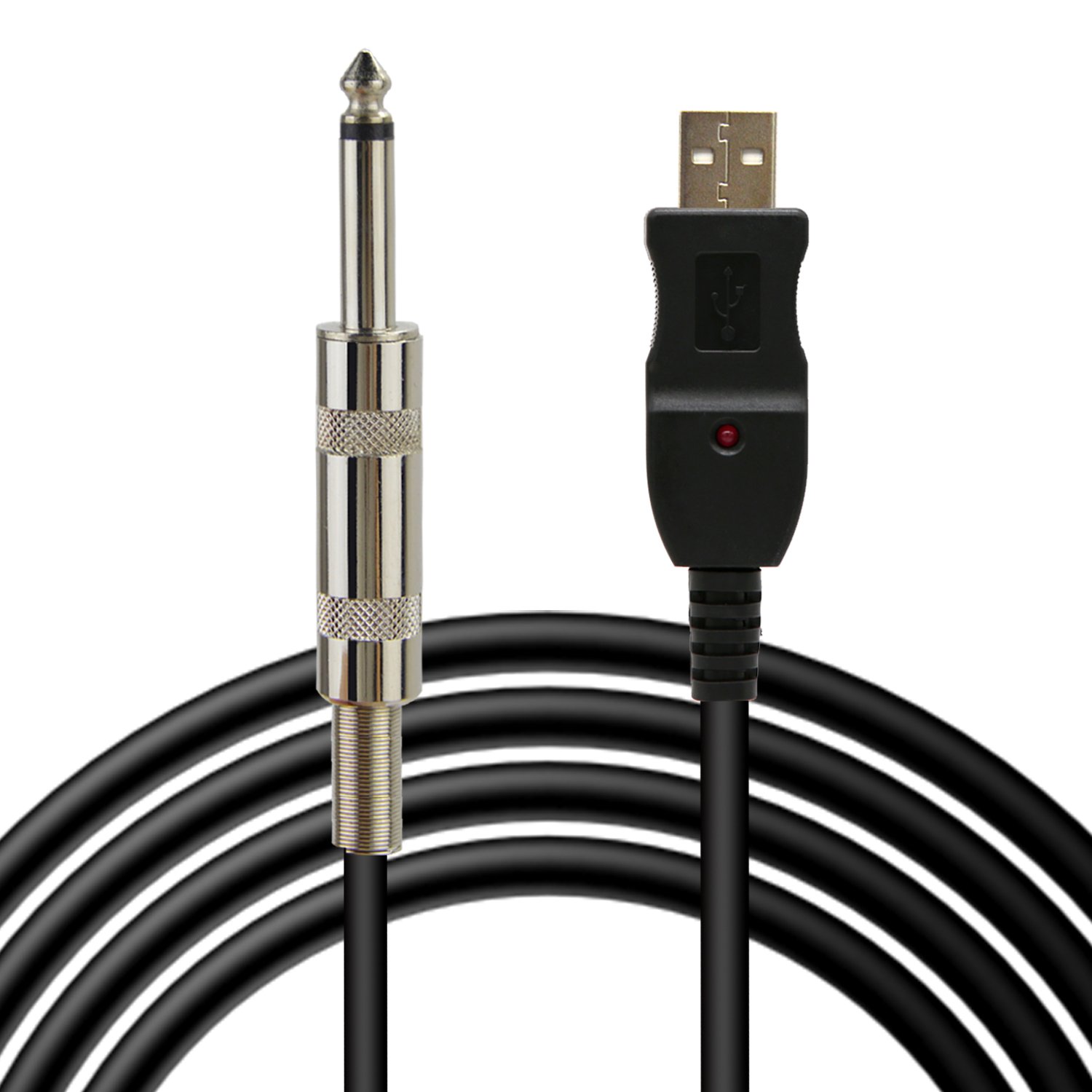 VAlinks USB Guitar Cable, USB Guitar Cord Male to 6.35mm 1/4" Mono Male Electric Guitar Cable, Computer Audio Connector Cord Adapter for Music Instrument Recording Singing (3m/10ft)