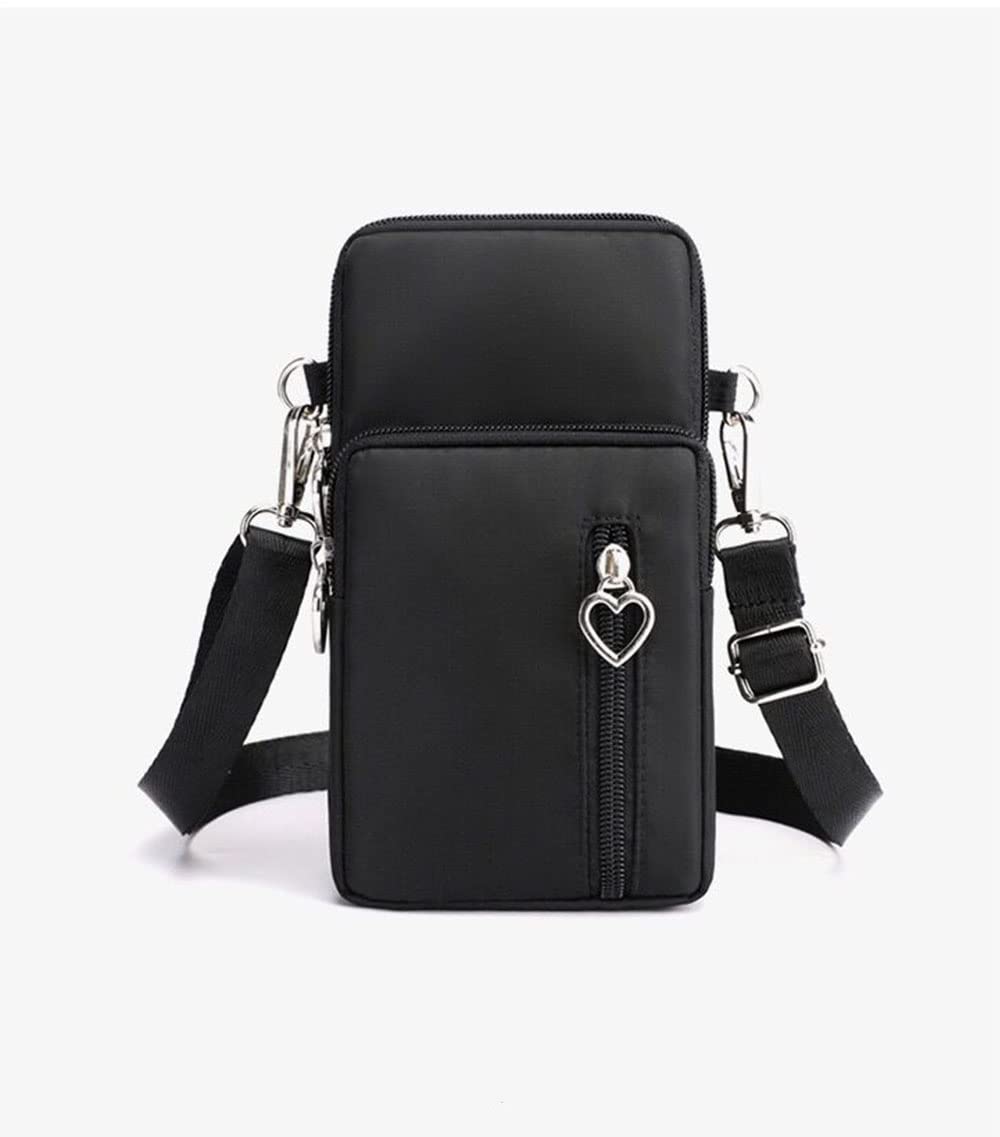 Women Cell Phone Purse Small Crossbody Bag Armband Wallet for iPhone 15 14 13 Pro 12 Mini 11 Pro Max SE XR X Samsung Galaxy S22 S23 Plus S21 S20 S10e A54 A53 Google Pixel 8 7a 7 6a 6 TCL 30 Z (Black)