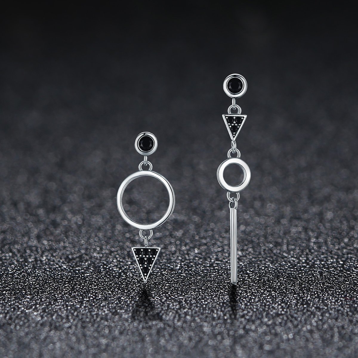 WOSTU Fashion Geometry Dangle Earrings Women's Drop Earrings Sterling Silver Tassel Asymmetrical Earrings, Metal, Cubic Zirconia