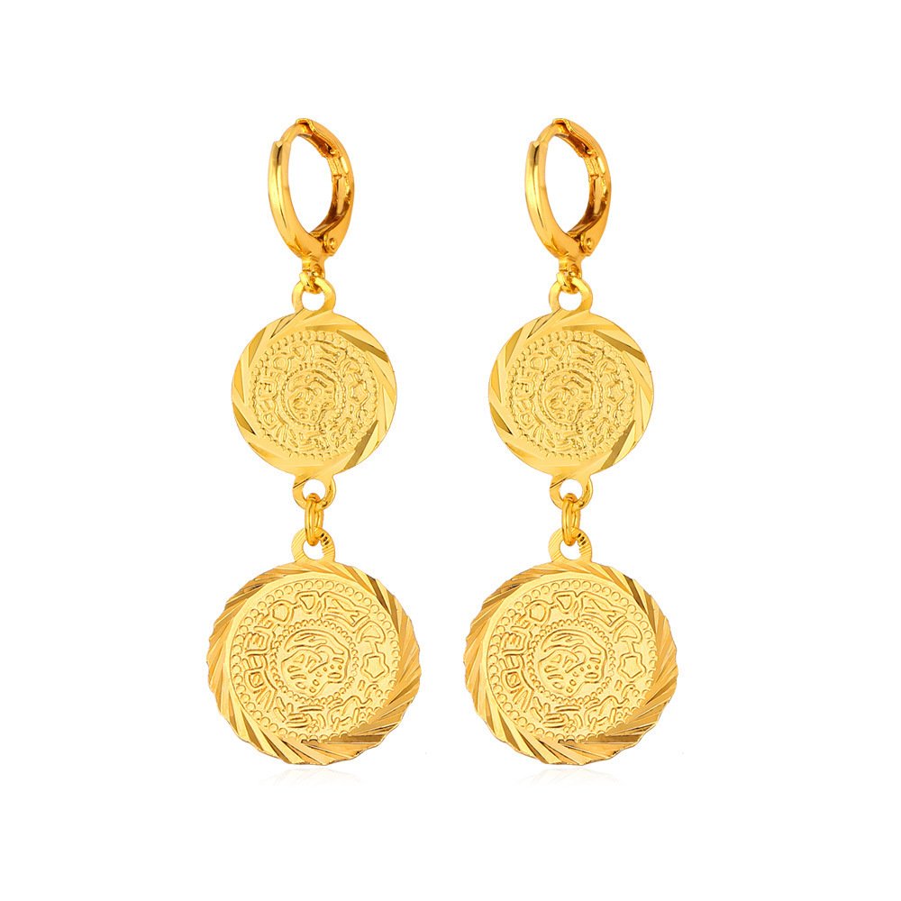 U7 Small Huggie Hoop Middle East Arab Muslim Jewelry|18K Gold Plated Coin Dangle Drop Earrings for Women