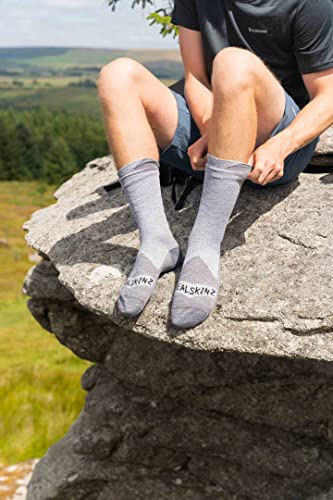SEALSKINZ Unisex Waterproof All Weather Mid Length Sock, Grey/Grey Marl, Large
