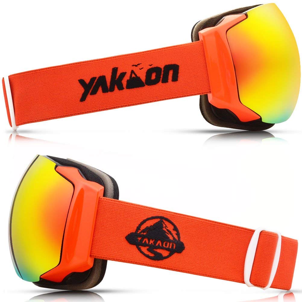 YAKAON OTG Ski Goggles UV Protection Snowboard Goggles Frameless Spherical Anti-Fog Lens for Men Women Youth …