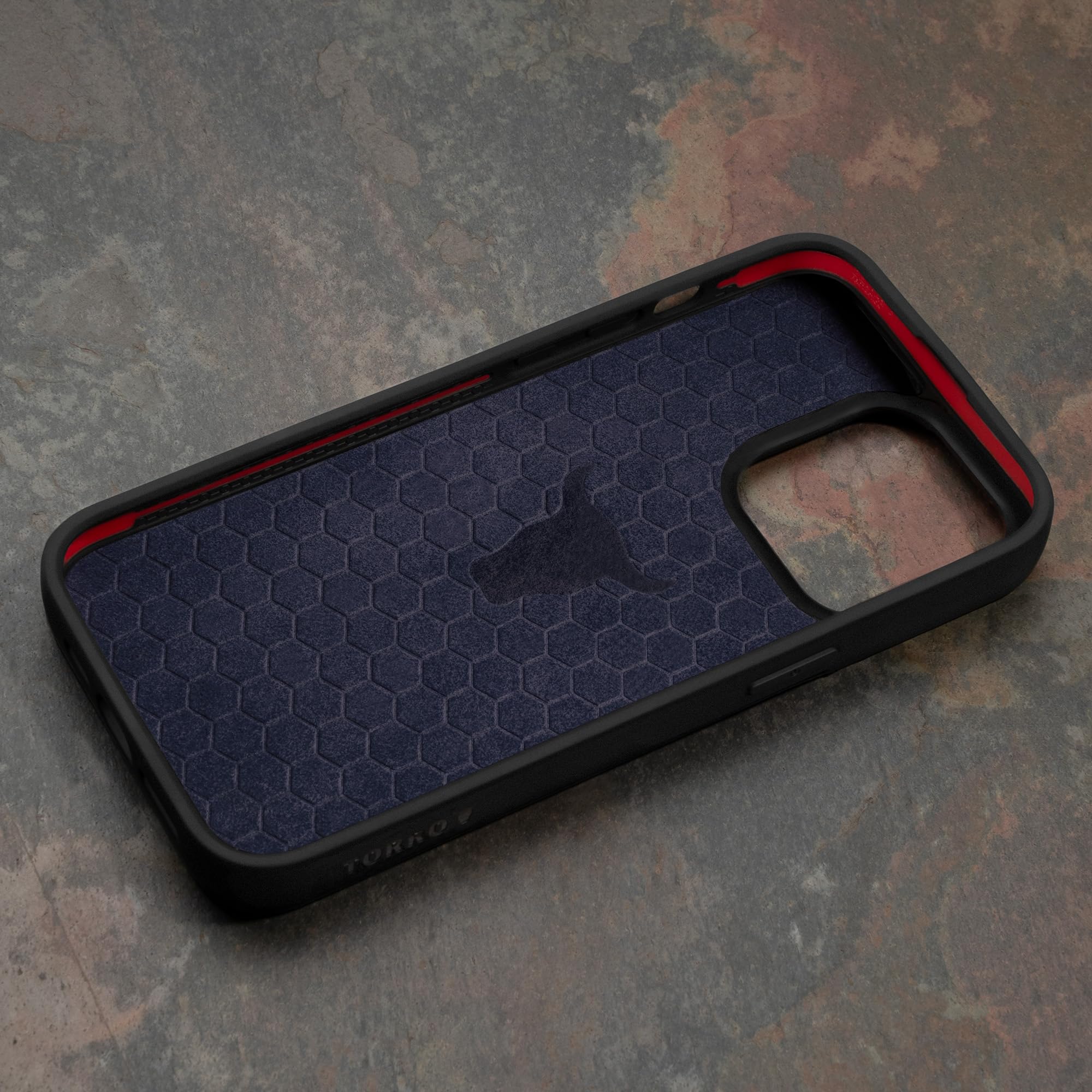 TORRO Leather Case Compatible with iPhone 15 Pro Max β Premium Leather Bumper Case - Navy Blue