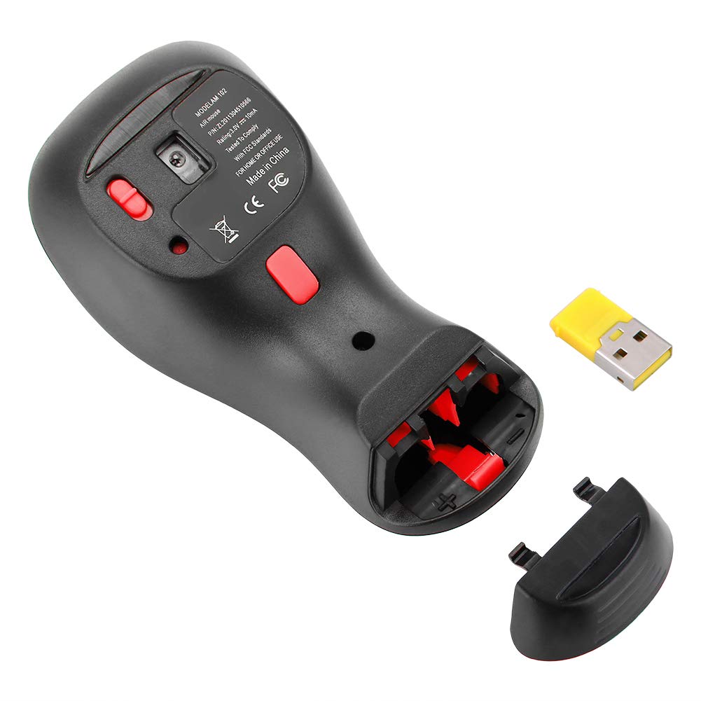 Zerone Wireless Gyroscopic Mouse Gyration Air Mouse, 2.4G Gyro Wireless Mouse Maximum 1600 DPI Optical Mice Gaming Mouse with USB Nano Receiver for PC Laptop Smart TV/Box(Red+Black) (Reed) (Renewed)