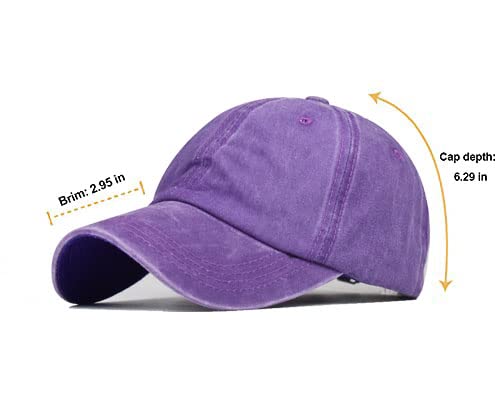 WXBYX Baseball Cap Women's Distressed Casual Cap Versatile Washed Dad Cap with Ponytail Hole for Running Workouts and Outdoor Activities Sports Cap (Purple)