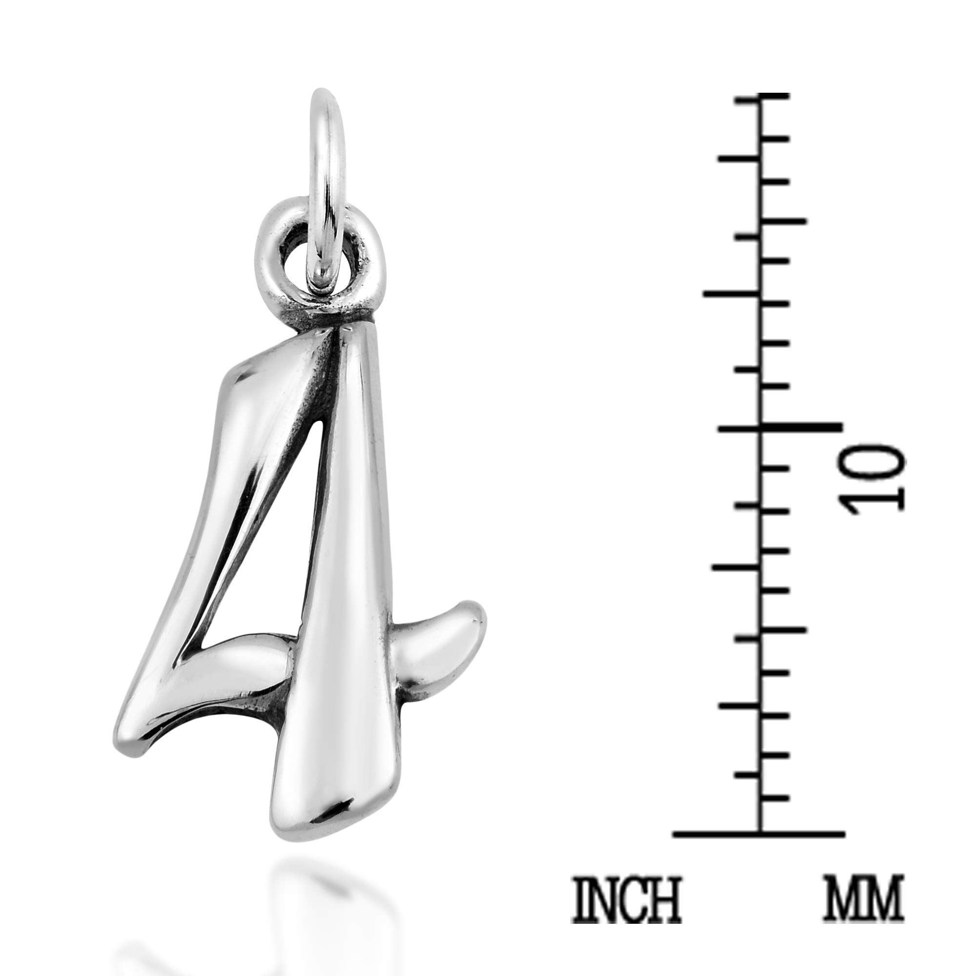 Trendy .925 Sterling Silver Number '4' Pendant Charm