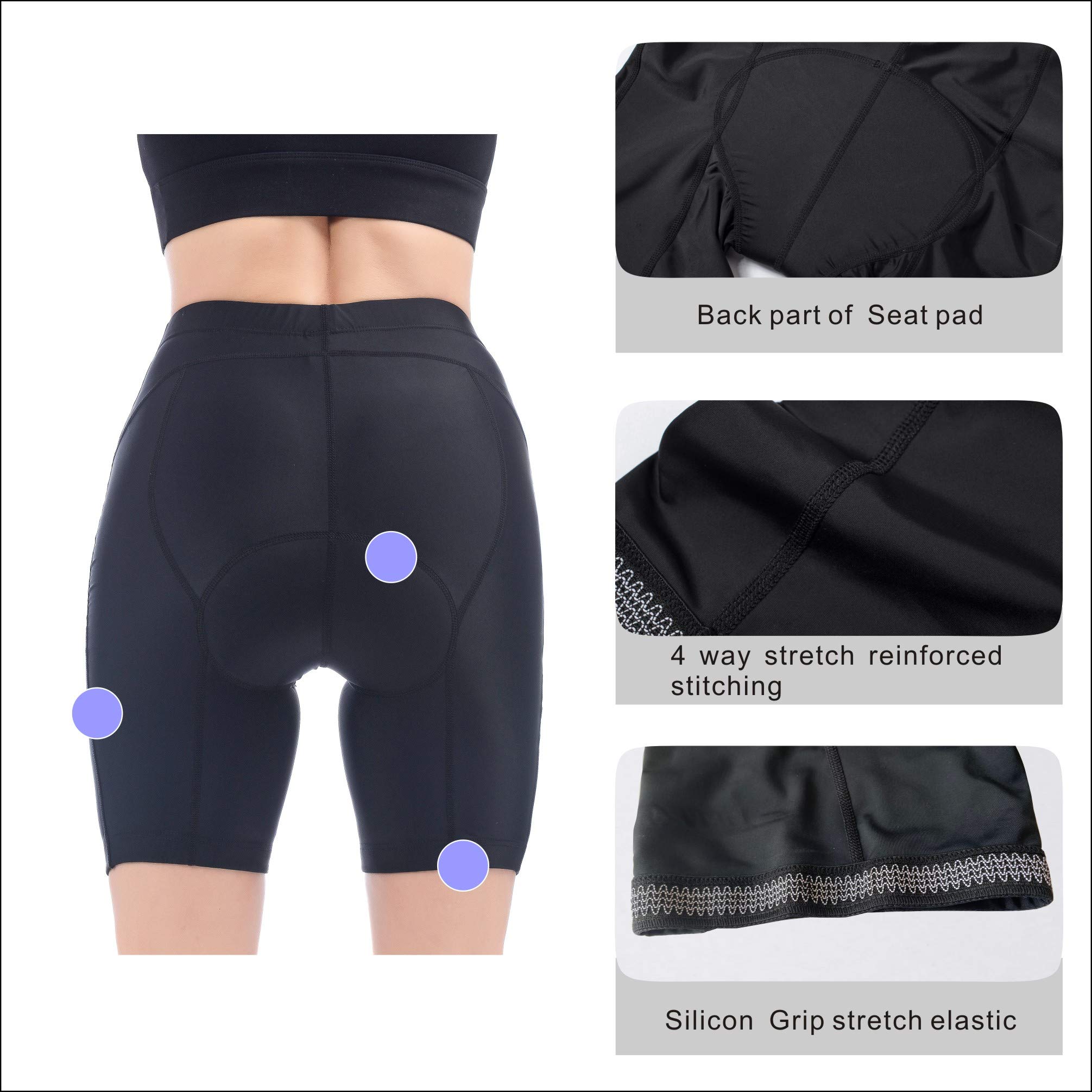 Women Cycling Bike Shorts Padded - Breathable Bicycle Riding Tight Shorts with 3D Pad (Large) Black