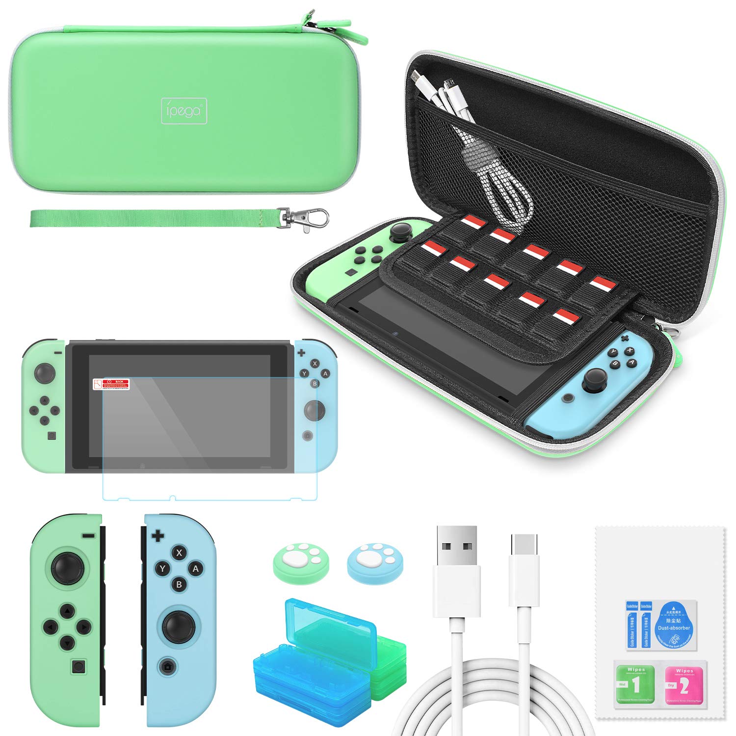YUANHOT Accessories Bundle Compatible with Switch Animal Crossing Edition with Carrying Storage Case