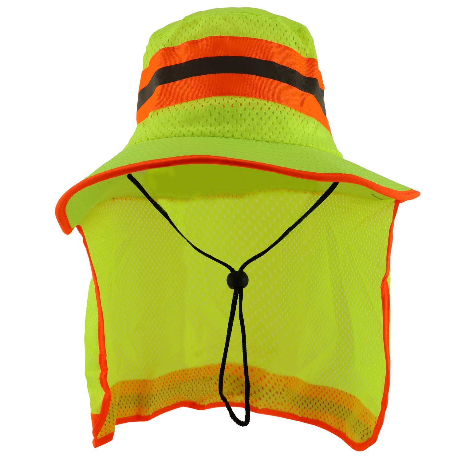 Trendy Apparel Shop High Visibility Neon Color Reflective Boonie Hat Mesh Flap - Safety Yellow