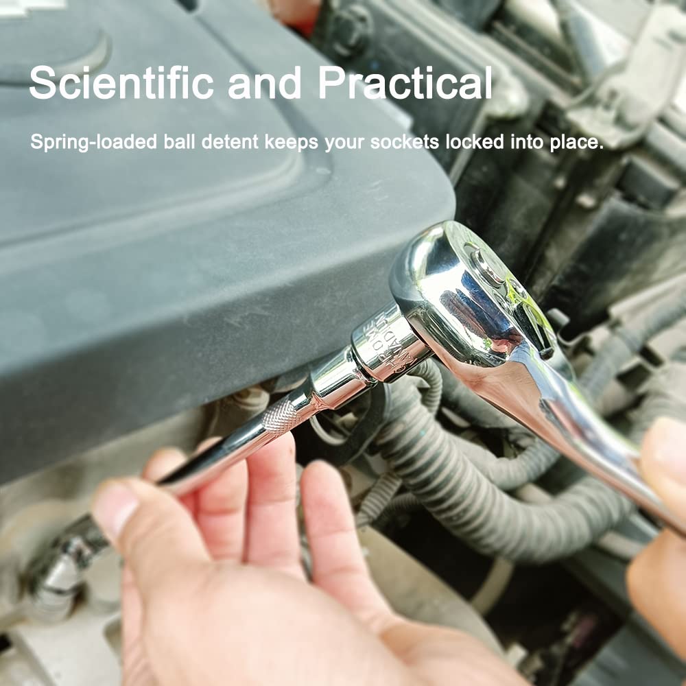 StrugDeas 6 Piece Socket Adapter and Reducer Set, 1/4", 3/8", 1/2" Chrome Vanadium Steel Ratchet/Socket Extension/Conversion Kit for Automotive Maintenance