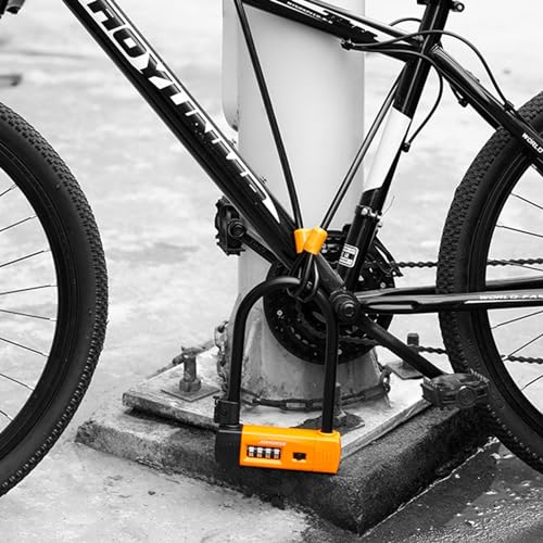 U-Lock, Heavy Duty Combination U Lock Paddle Lock, U Lock with 4-Digit Resettable, Heavy Duty Anti-Theft Bicycle U Lock Secure Your, Scooter, Electric and More Ideal for Road Moun