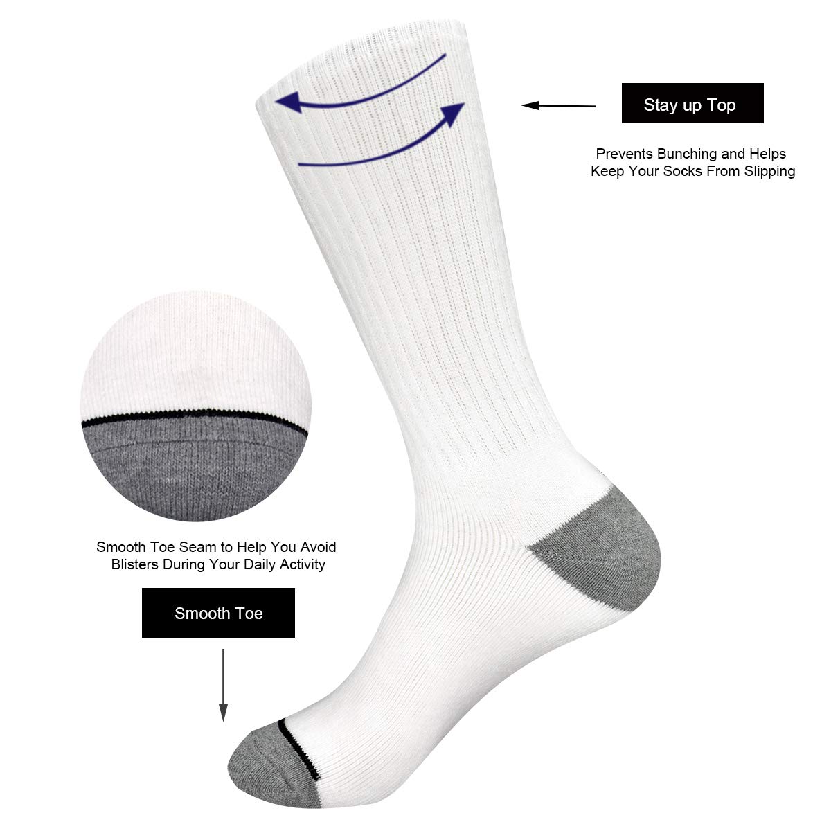 Vanksox Men's Cotton Moisture Wicking Extra Heavy Cushion Athletics Working Crew Socks(White 10P)