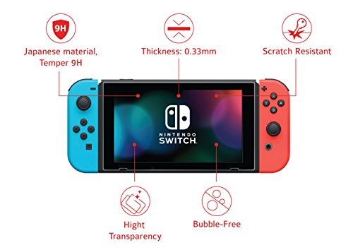 Snakebyte Tough Kit - Accessory Set Including Rubber Hard Case H9 Glass Protector Cleaning Cloth Thumb Grips Game Hard Case for Nintendo Switch - Black - Nintendo Switch