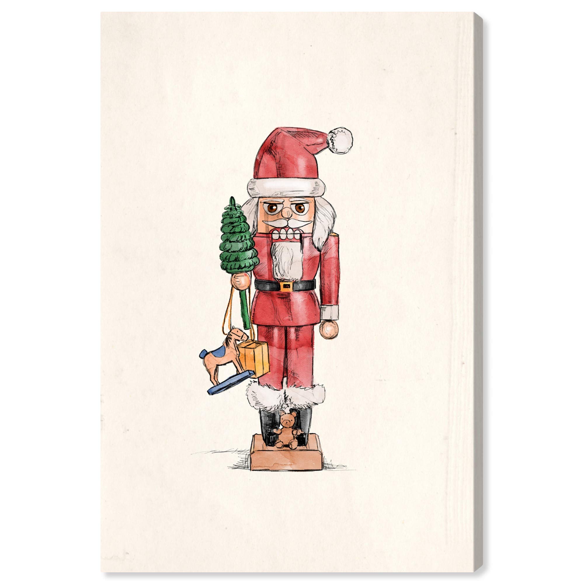 Wynwood Studio Holiday and Seasonal Wall Art Canvas Prints 'Nutcracker' Christmas Home Décor, 16" x 24", Green, Red
