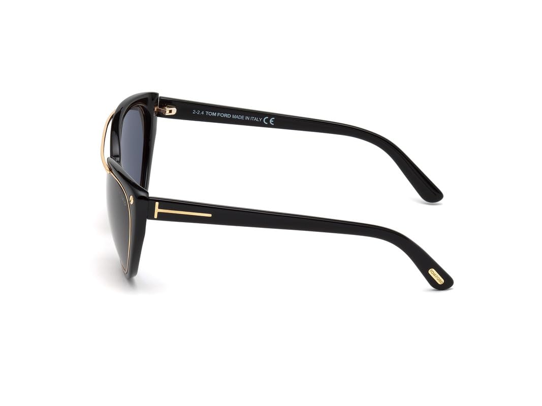 Tom Ford Edita Sunglasses FT0384 01A, Black and Gold Frame, Grey Lens, 58