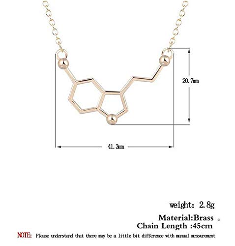 Silver Serotonin Molecule Pendant Necklace,Organic Chemistry Jewelry for Science Lovers,Gift for a Science Student (A:silver necklace)