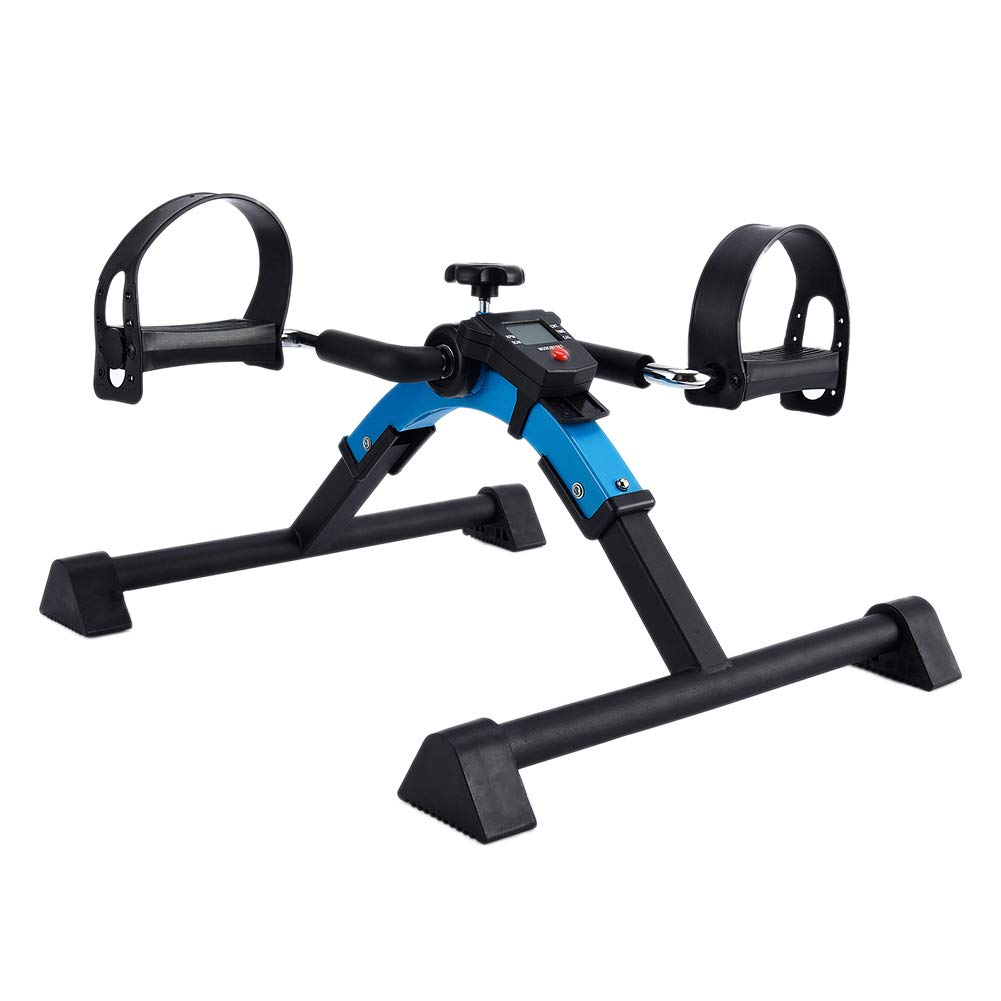SYNTEAM Foldable Pedal Exerciser Machine with Electronic Display Mini Exercise Bike Compact Pedal Exerciser Under Desk Bike