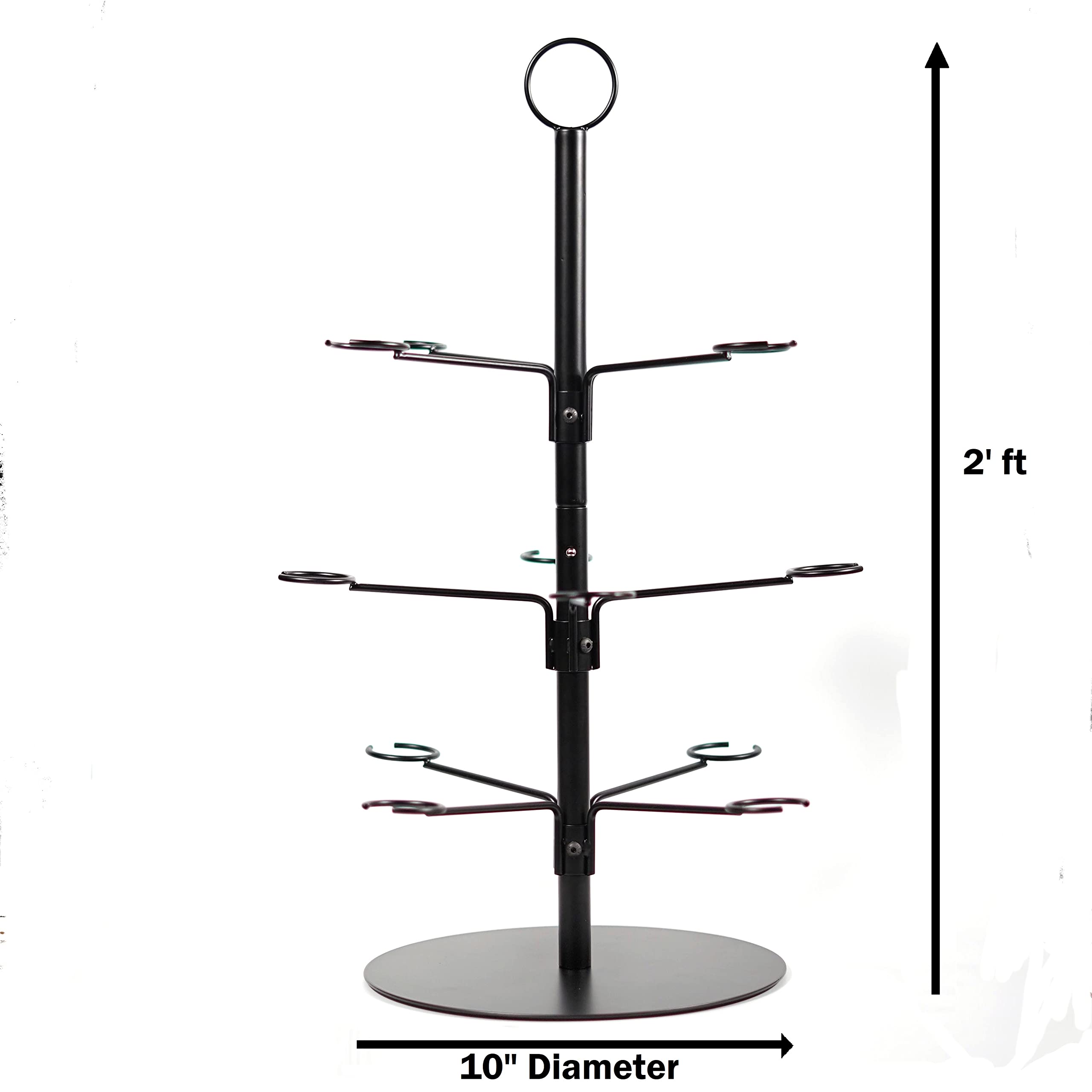 Tree Bar Cocktail Tree Stand, Black Metal Display Stand For Wine, Champagne, Cocktails, and Shot Glasses at Weddings, Parties, and Brunch - 12 holders, 2 ft tall