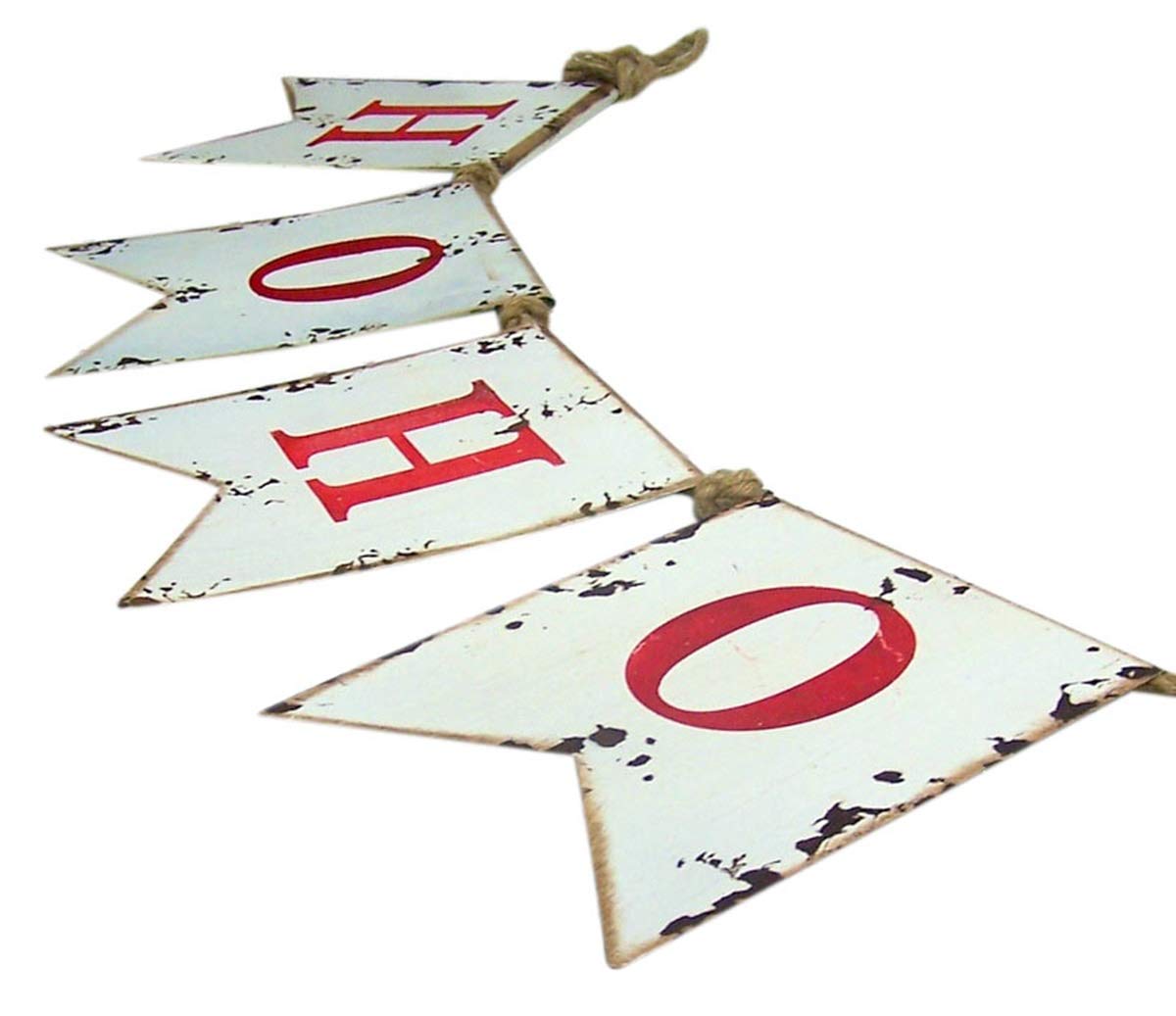 Wowser Distressed Painted Metal Ho Ho Ho Hanging Decorative Banner Sign, Christmas Seasonal Decoration,62 Inch