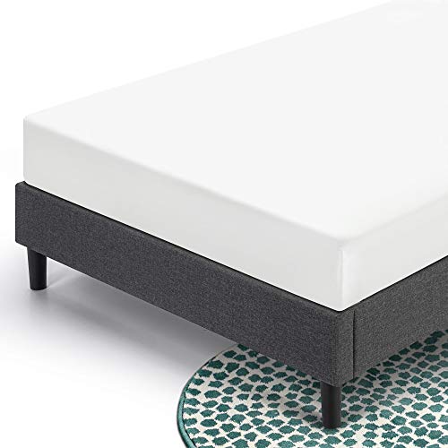ZINUS Curtis Upholstered Platform Bed Frame / Mattress Foundation / Wood Slat Support / No Box Spring Needed / Easy Assembly, Grey, King