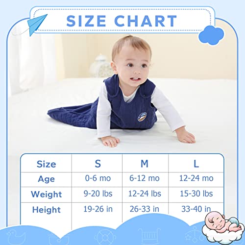 ZIGJOY Gently Weighted Baby Sleep Sack, 1.2 TOG Newborn Sleeping Bag with 2-Way Zipper, Toddler Transition Sleeping Bag for 6-12 Months Navy Blue