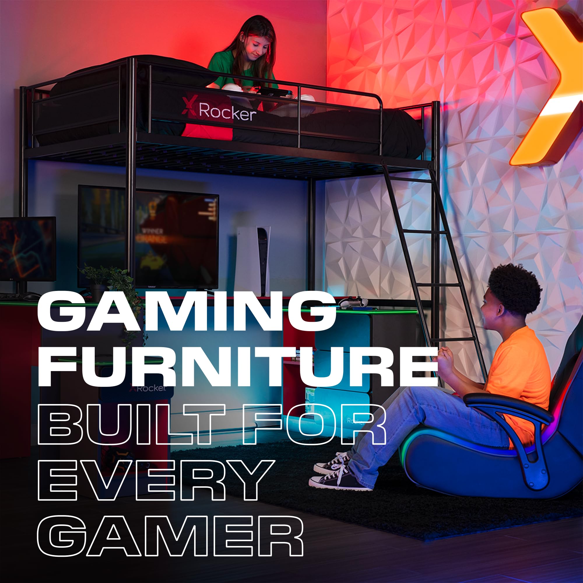 X Rocker PC Office Computer Gaming Chair Mammoth 2.1 BT Pedestal, 32.28" x 25.98" x 41.34", Black