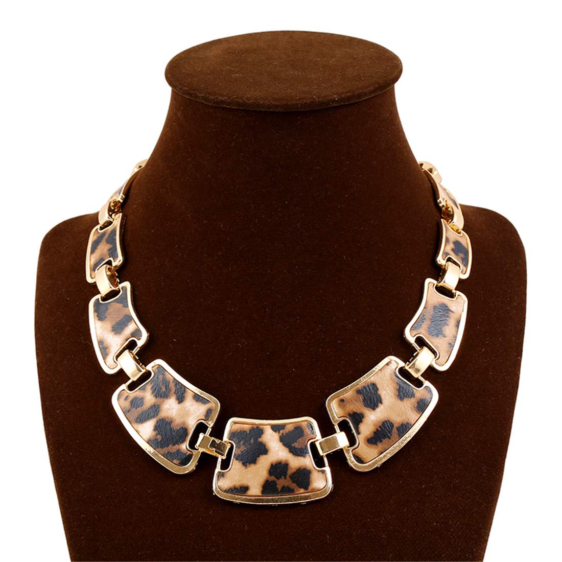 Tonhpxh Fashion Gold Style Leopard Textured Necklace Collar Bib For Women