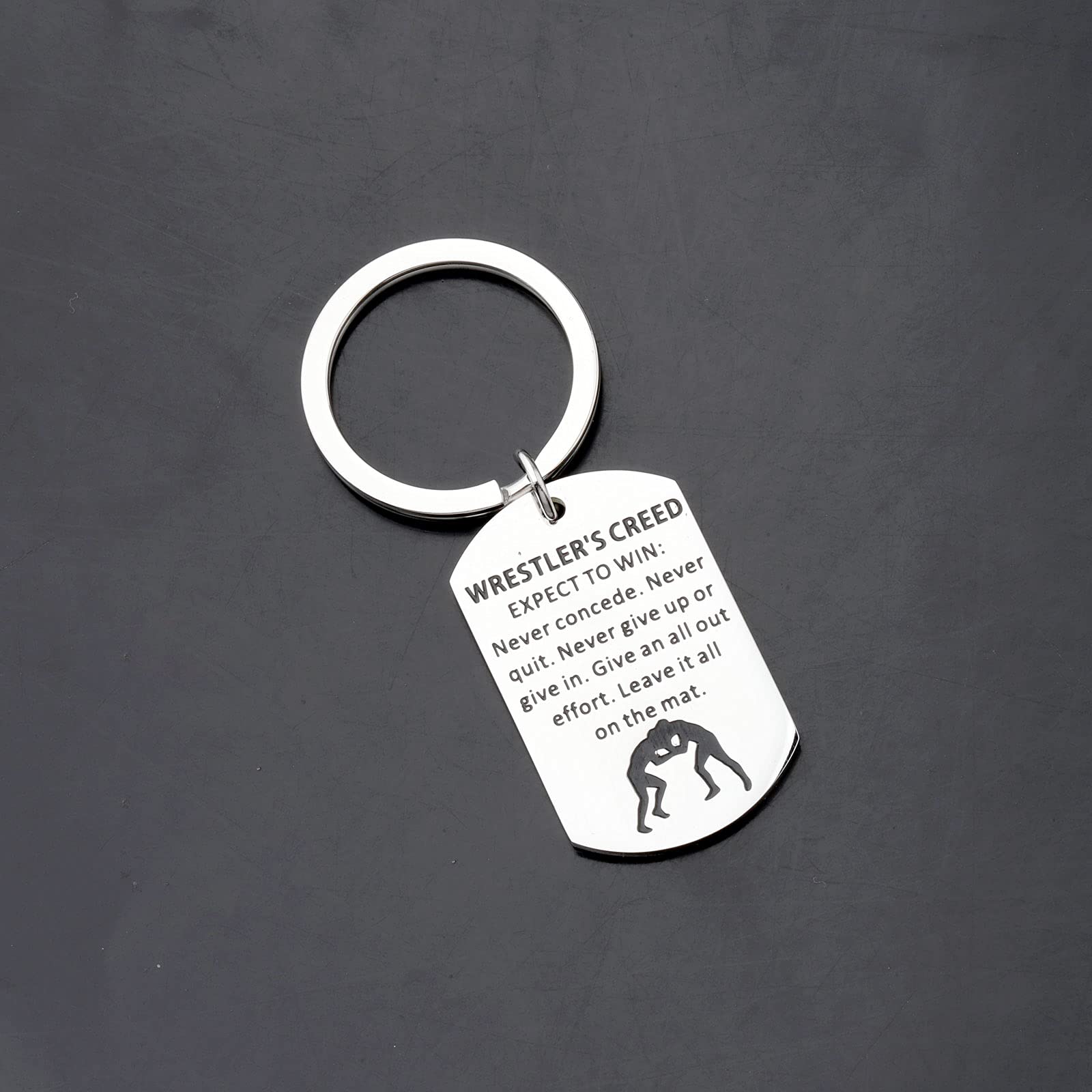 Wrestler Wrestling Keychain Wrestler's Creed Never Concede Never Quit Dog Tag Keychain (WRESTLER'S CREED Wallet)