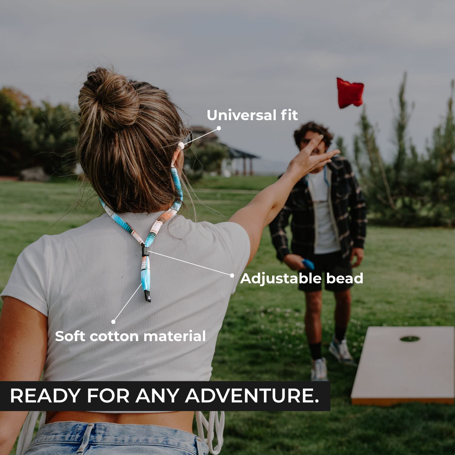 Ukes Premium Sunglass Strap - Durable & Soft Glasses Strap Designed with Cotton Material - Secure fit for Your Glasses and Eyewear. (The Paradises)