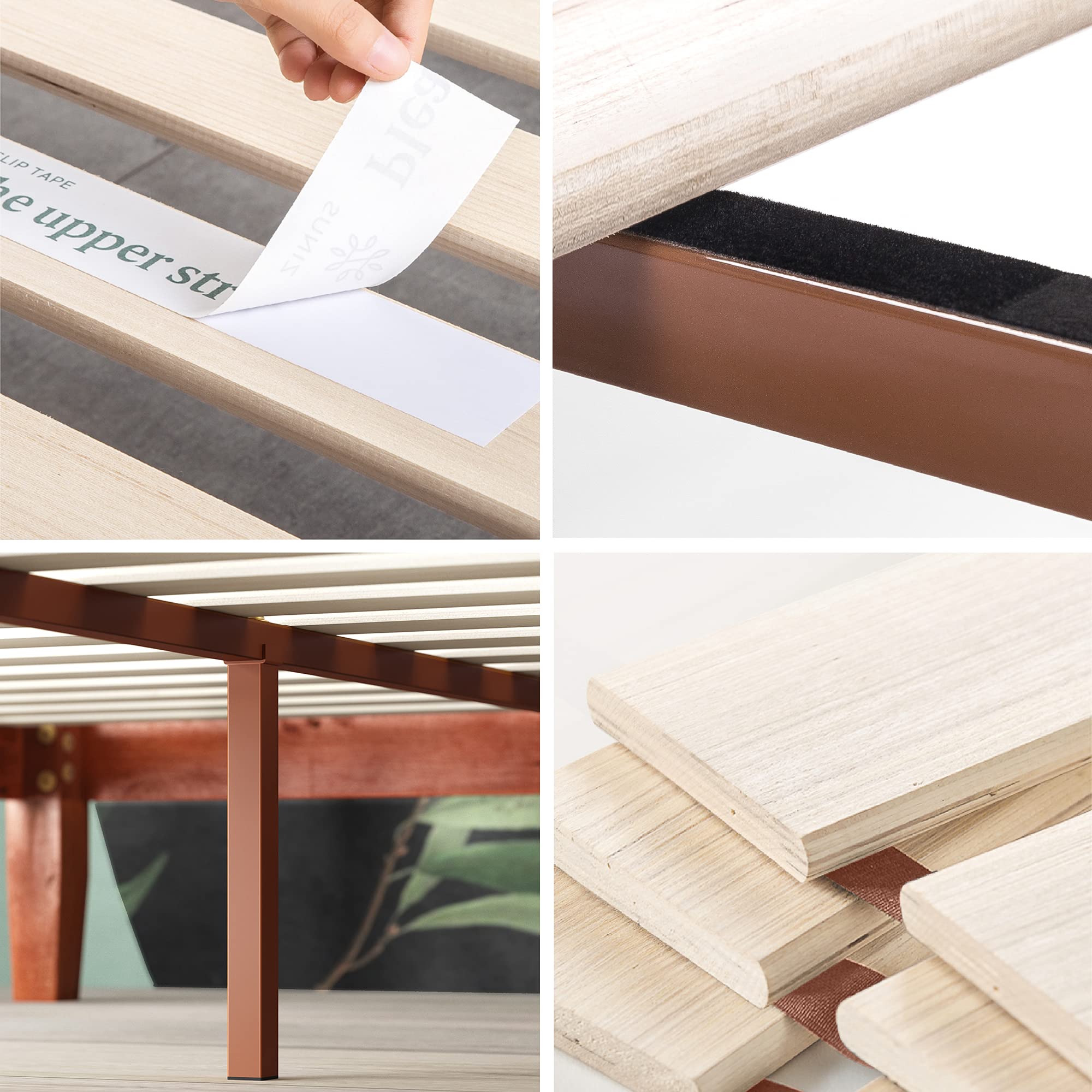 ZINUS Wen Wood Platform Bed Frame / Solid Wood Foundation / Wood Slat Support / No Box Spring Needed / Easy Assembly, King, Cherry