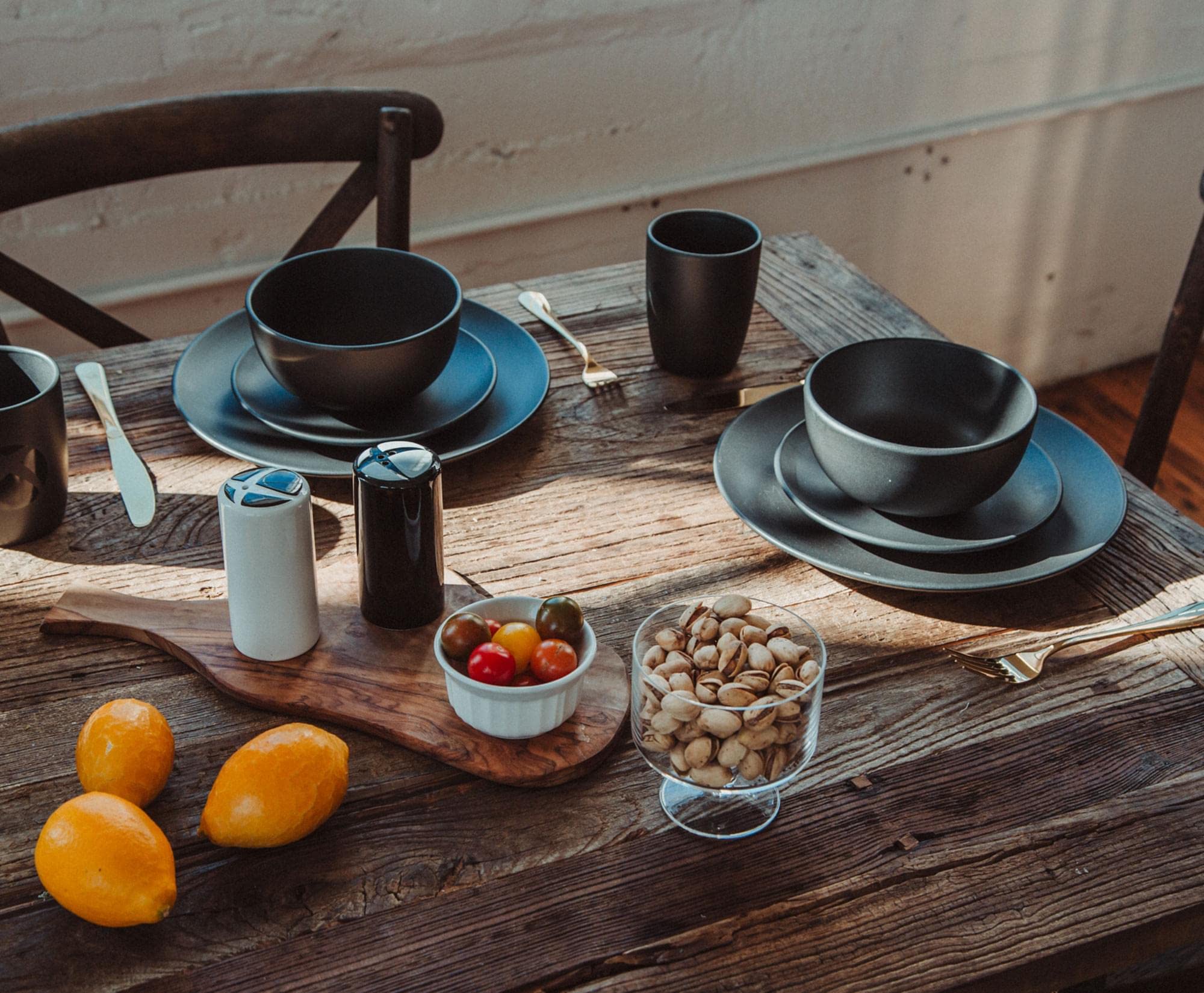 Ukonic Xbox Matte Black 8-Piece Ceramic Dinnerware Set | Includes Salad Plates, Soup Bowls, Mugs